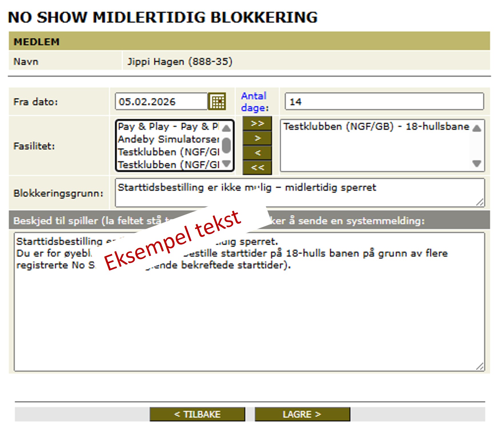 Midlertidig blokkering av spiller med No Show. – GolfBox Support Norge