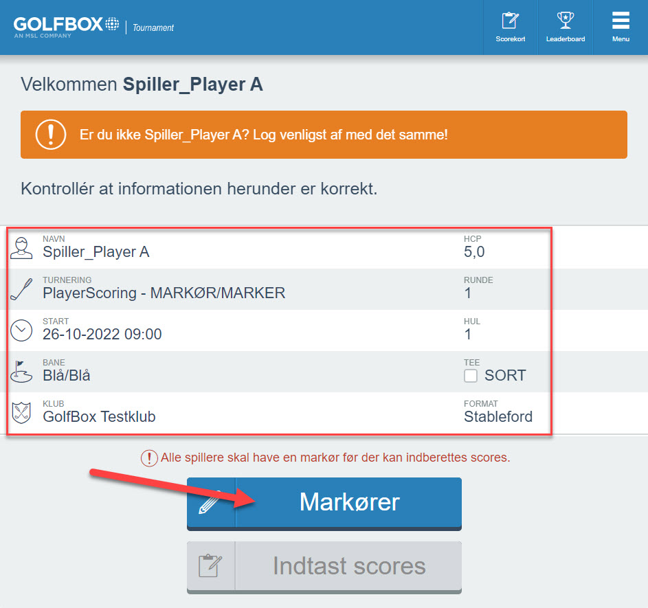 Spillerscoreindtastning (indtastning af scores MED markørunderskrift) – GolfBox Support og salg