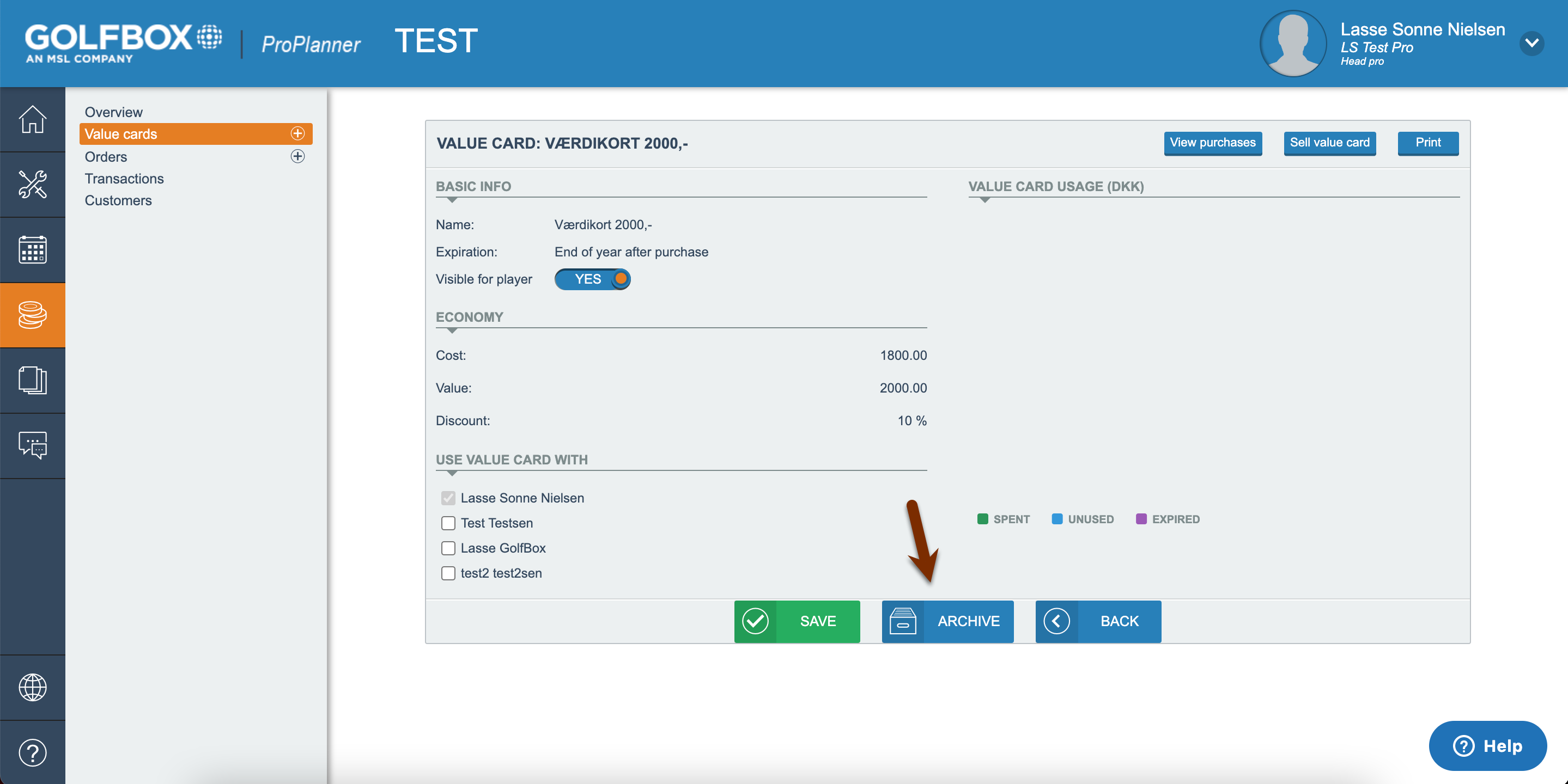 Creating value cards – GolfBox Support and Sales